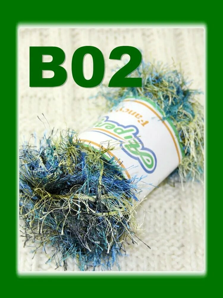 Fancy Пряжа для вязания меховая Fable Fur Yarn - 50 г/моток тонкого полиэстера-1 шт зеленый золотой