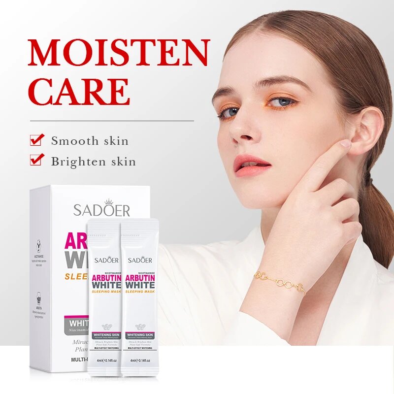 20 шт./кор. SADOER Arbutin спальные маски для лица увлажняющие антивозрастные отбеливающие маски против морщин уход за кожей