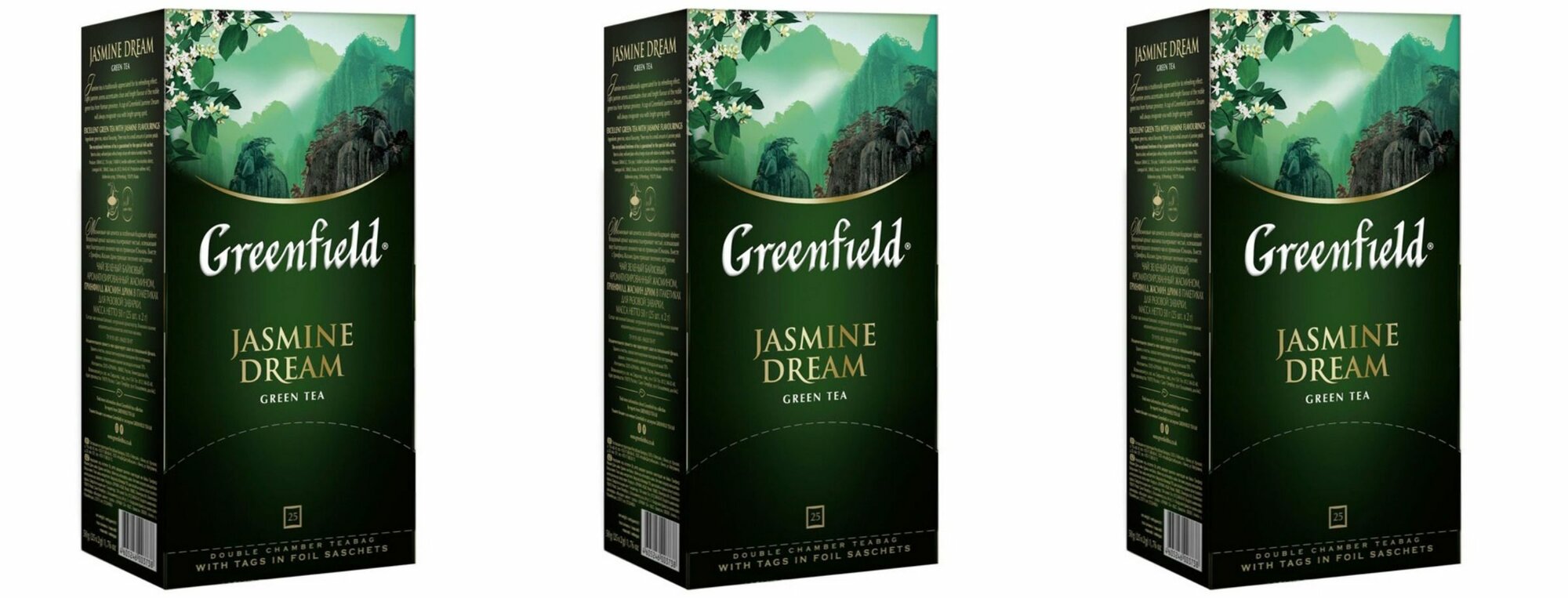 Greenfield Чай зеленый Jasmine Drim, 25 пакетиков по 2 г, 3 уп