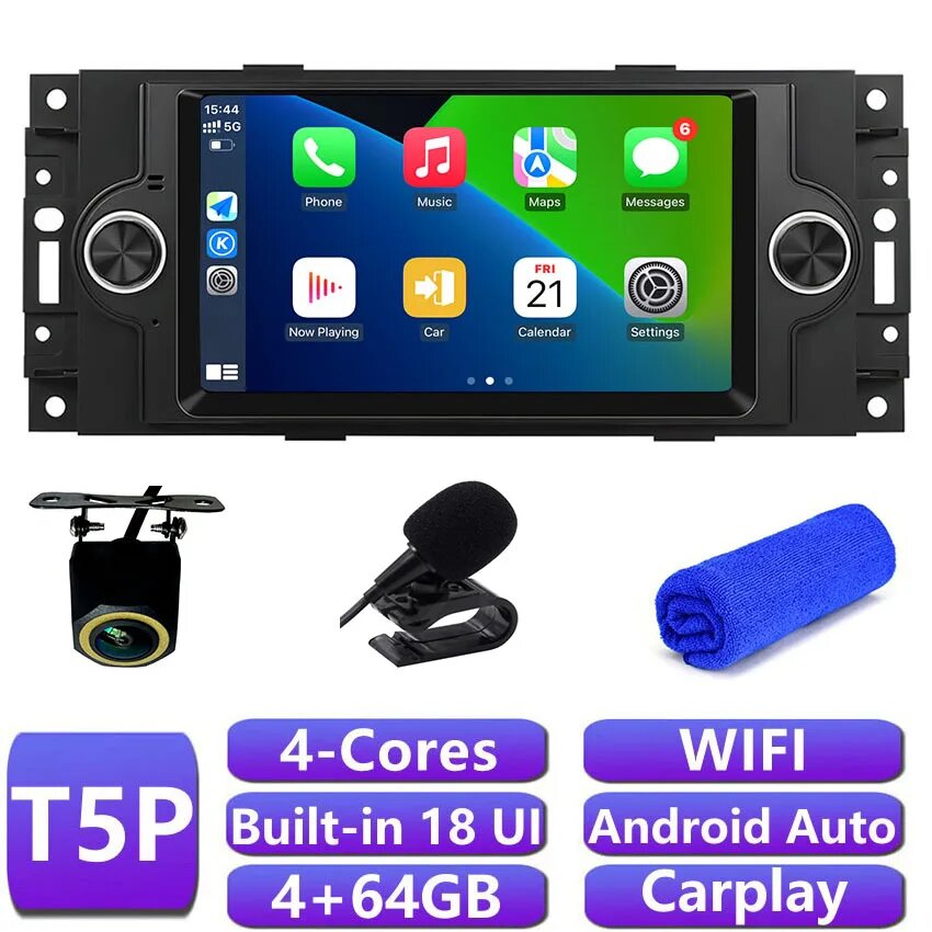 Автомобильный радиоприемник Android Carplay для Chrysler PT Cruiser 2007 2008, авто стерео мультимедийный плеер, авторадио, экран навигации, головное устройство T5P 4Core 4G 64G CAM