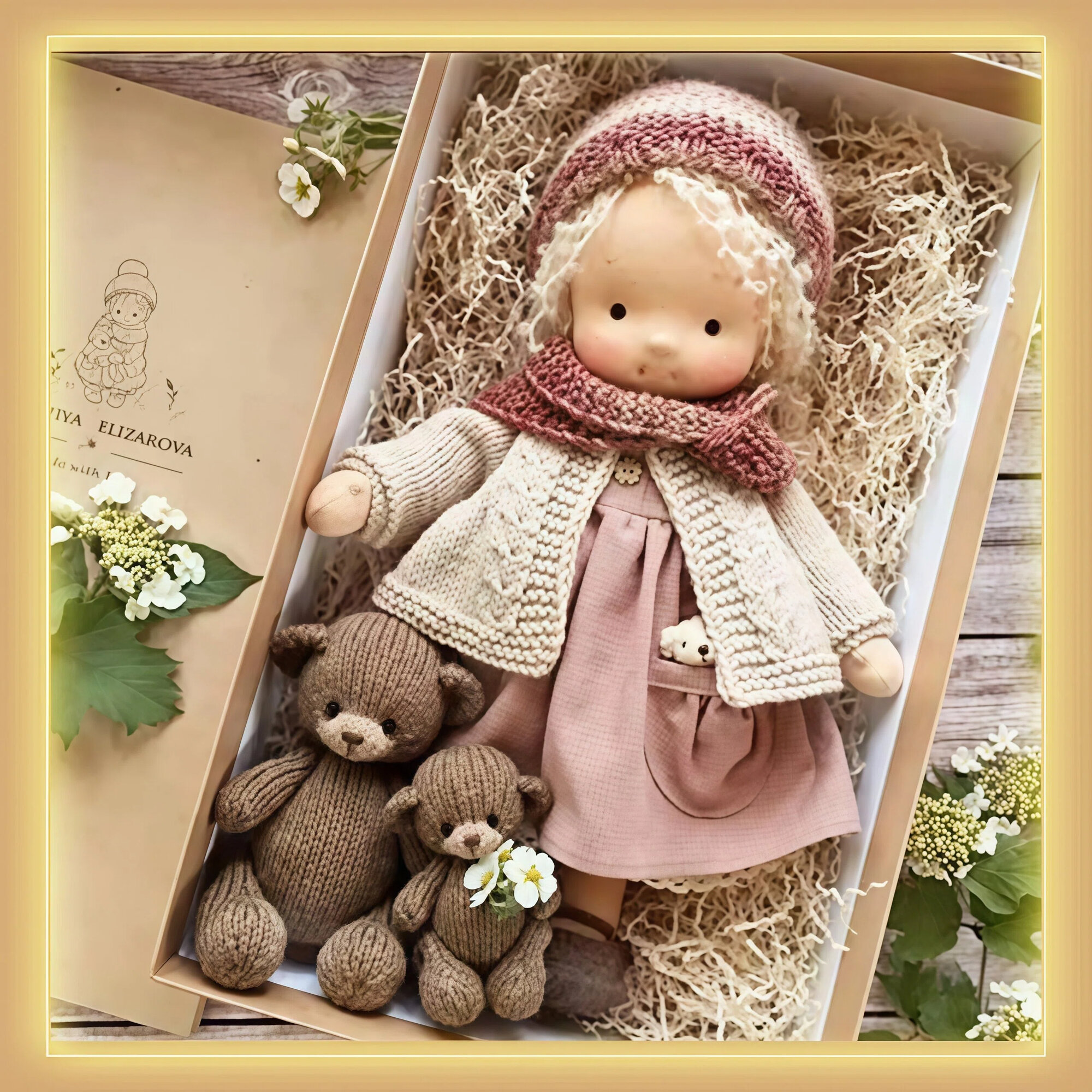 Waldorfdoll Кукла для девочки мягкая с одеждой текстильная тряпичная с длинными волосами интерьерная ручной работы