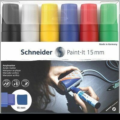 Набор маркеров акриловых Schneider "Paint-it 330", 15мм, ассорти, 6шт.