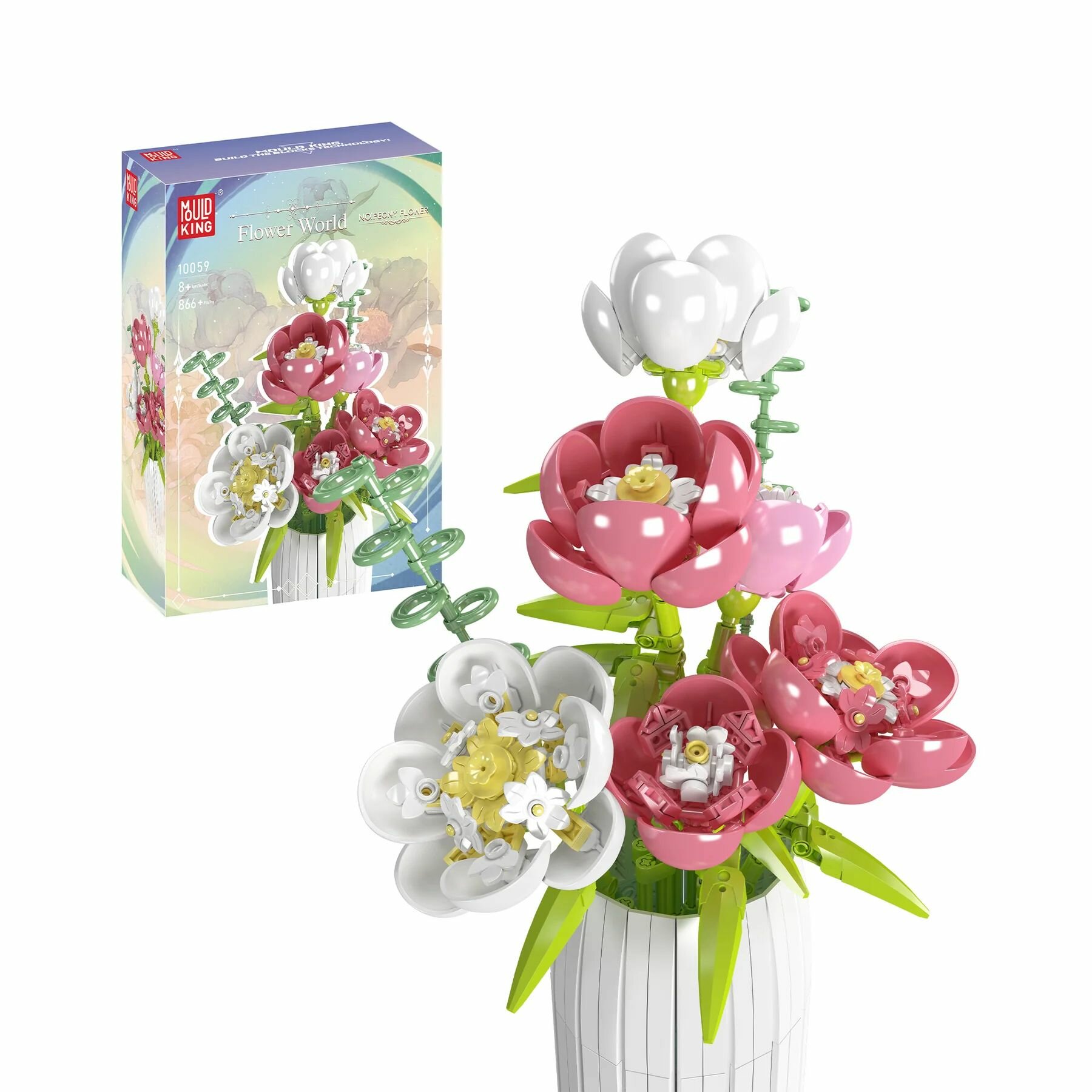 Конструктор Mould King 10059 "Китайский пион в вазе", 866 деталей