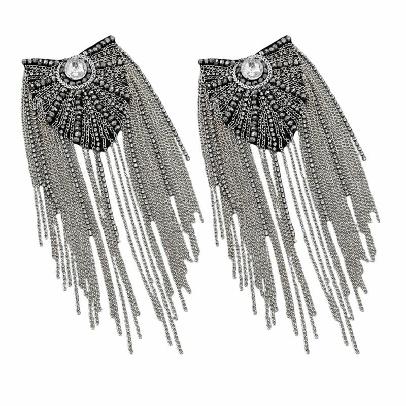 Украшенные бисером эполеты на цепочке для бороды-серебро-1 пара
