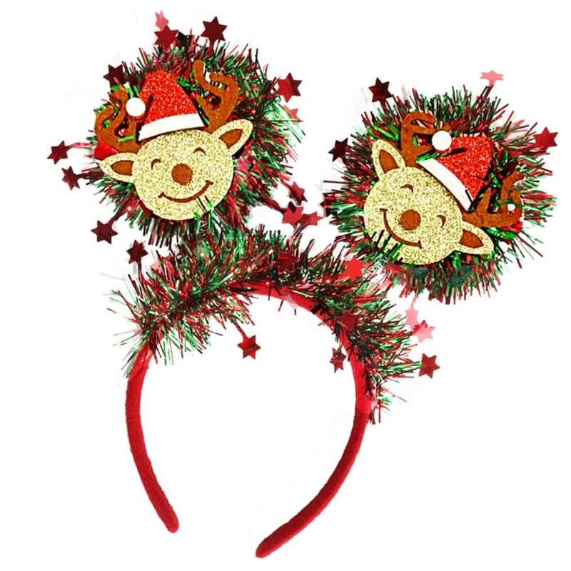 Повязка на голову в полоску цвета Рождественской звезды-Двойная Голова Оленя
