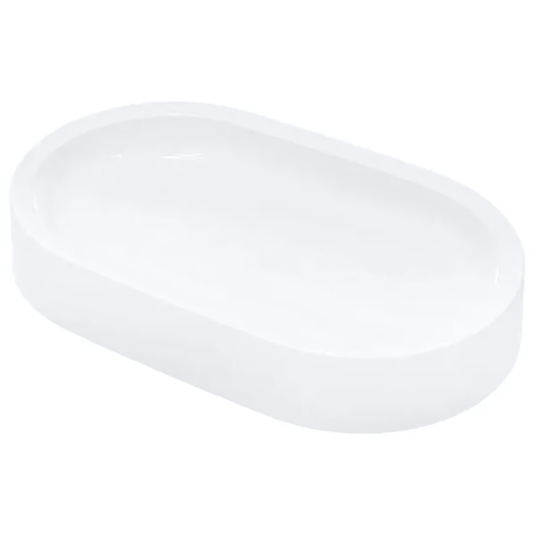 Мыльница овальная пластиковая, белая, для ванной комнаты, с гладкой поверхностью, 1 шт