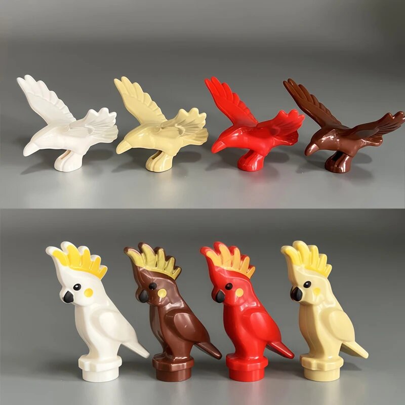 MOC Город Животные: Конструктор попугаев, 8 шт, Цвет: F3-1B3-6-8PCS