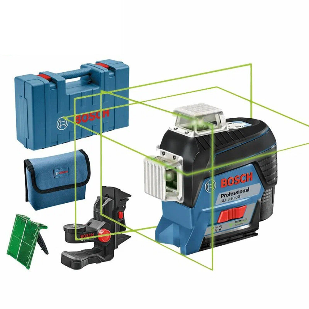 Лазерный уровень GLL3-80CG, зеленый луч, 30 м, 0,2 мм/м, с функцией Bluetooth