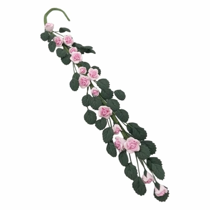 Гибкая искусственная лоза из цветков роз для украшения сцены в саду в миниатюре на 1/12