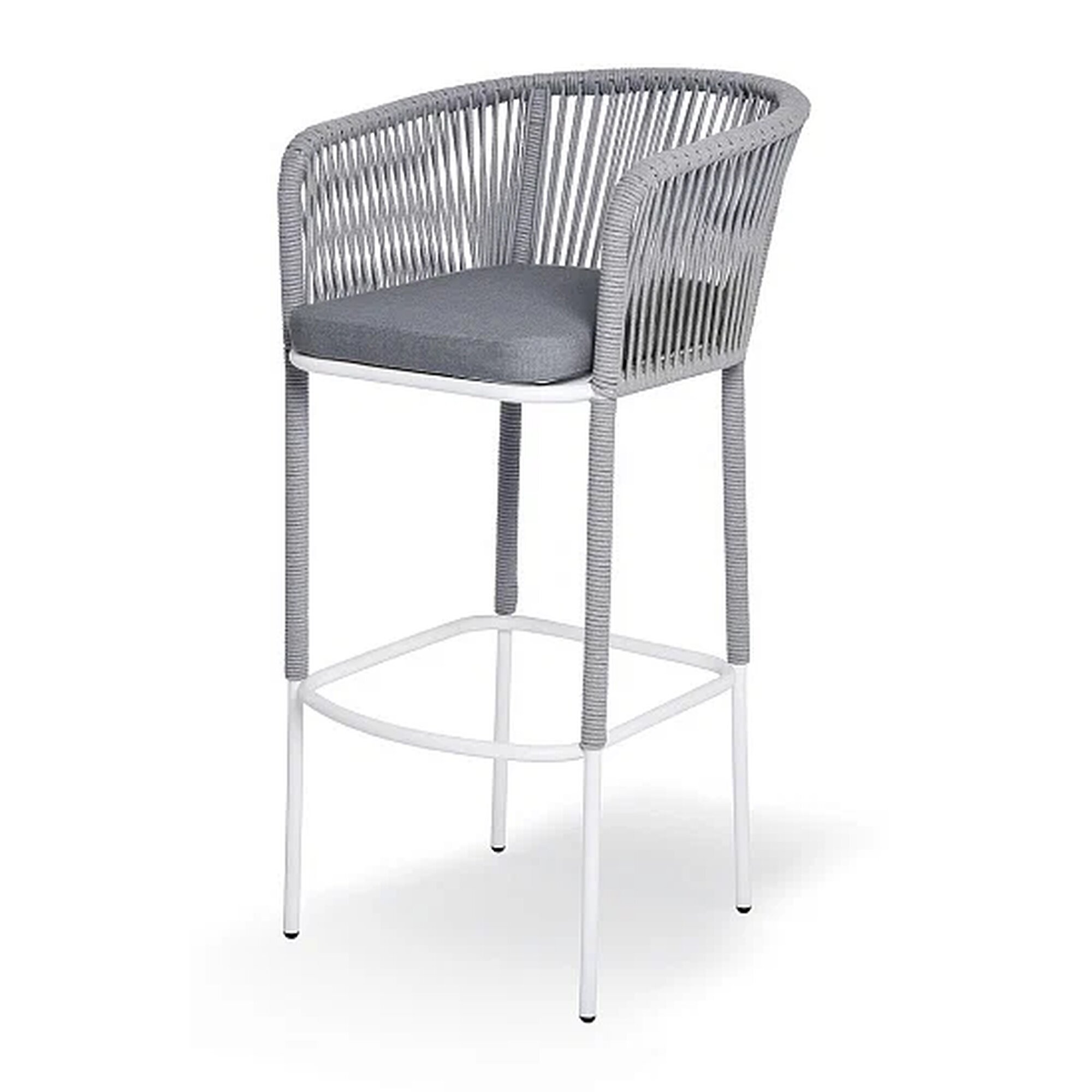 Стул 4SIS "Марсель", барный, роуп/сталь, светло-серый (RAL7035) муар/роуп светло-серый, 590×510×1070