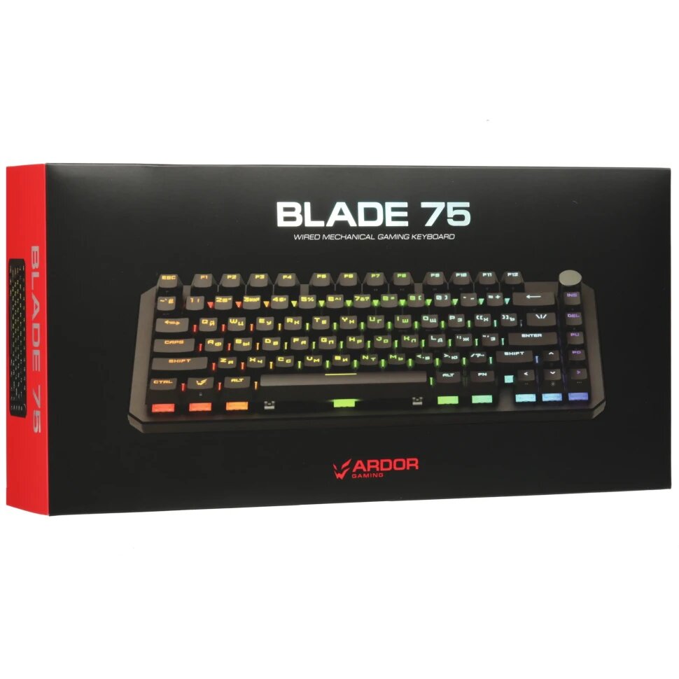 Клавиатура проводная ARDOR GAMING Blade 75, RGB, Kailh Red V2, черный
