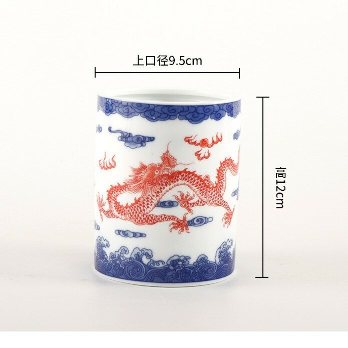 Керамический орнаментный держатель для ручек из Цзиндэчжэня, кабинет, четыре сокровища учёбы, сине-белый переплетённый лотос, держатель для кистей, домашнее офисное украшение