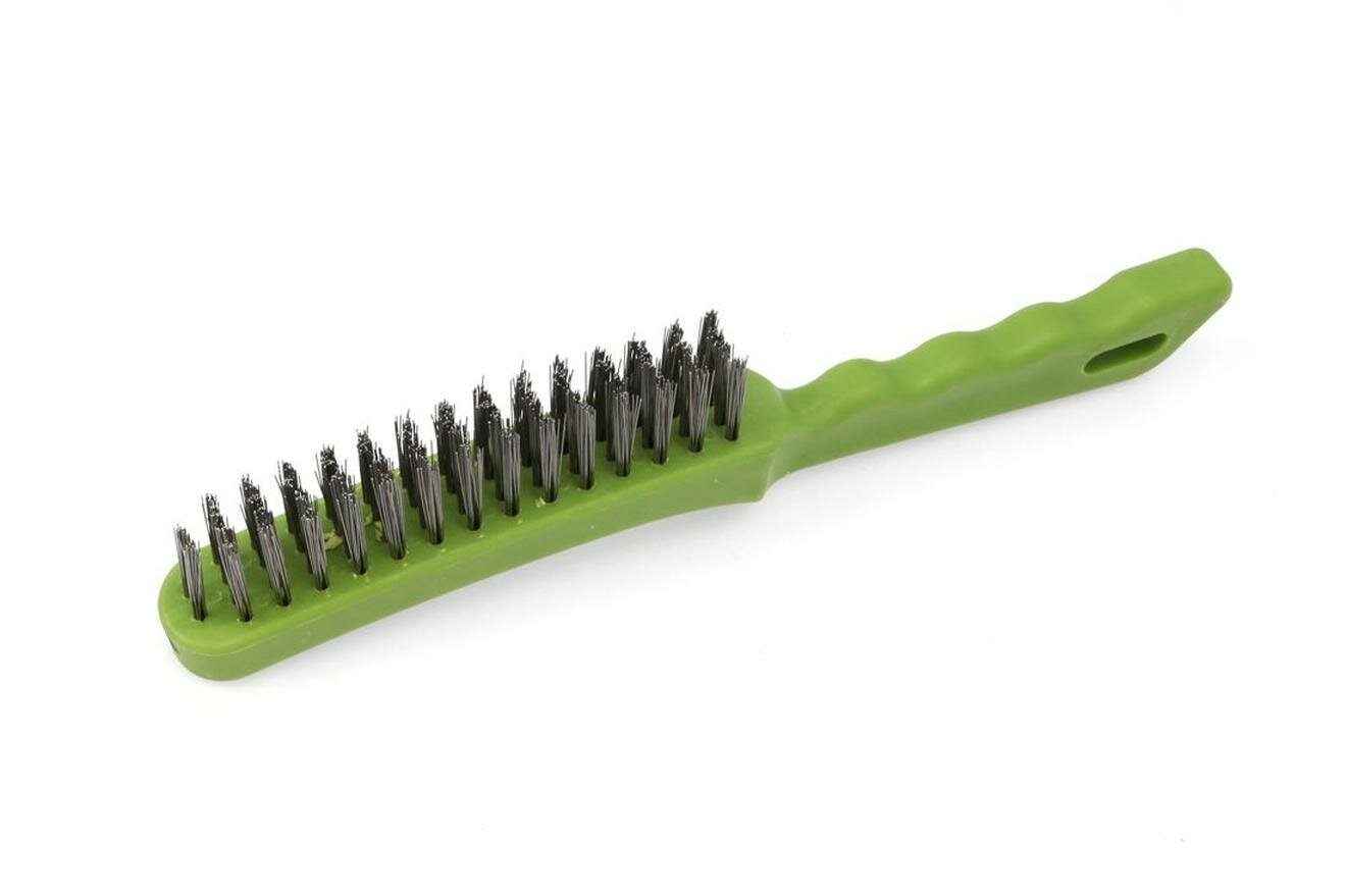 Щётка с пластиковой рукояткой, щетина из нержавеющей стали, 4-х рядная / Дело Техники