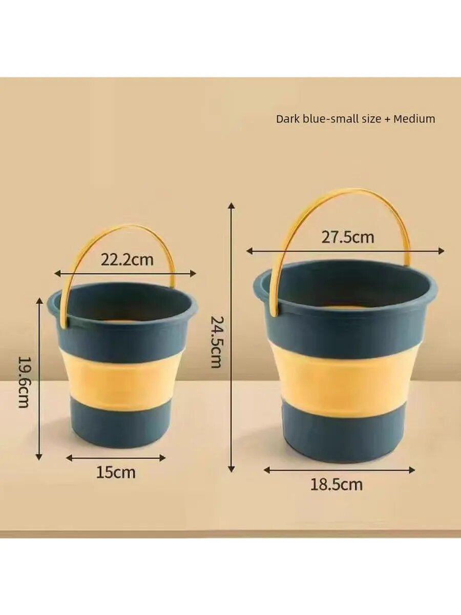 Складное ведро мал+среднее синее - для уборки