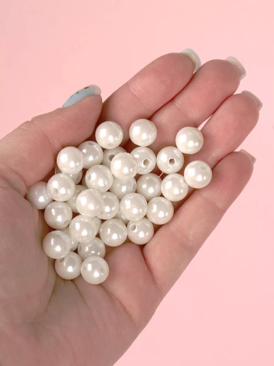 Бусины круглые перламутр 10мм уп.50г (96шт)