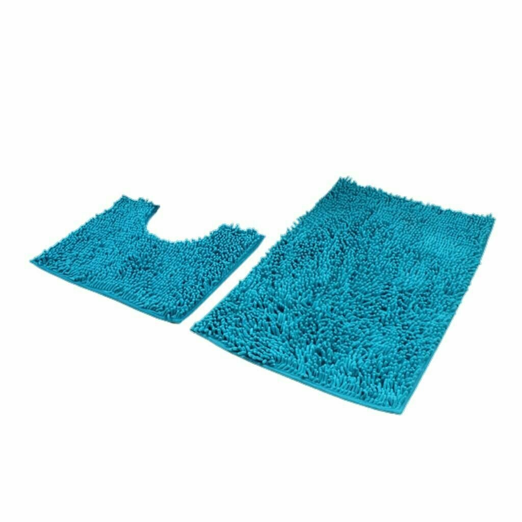 Комплект из 2 предметов, плюшевый ковер из синели для ванной комнаты-голубое озеро