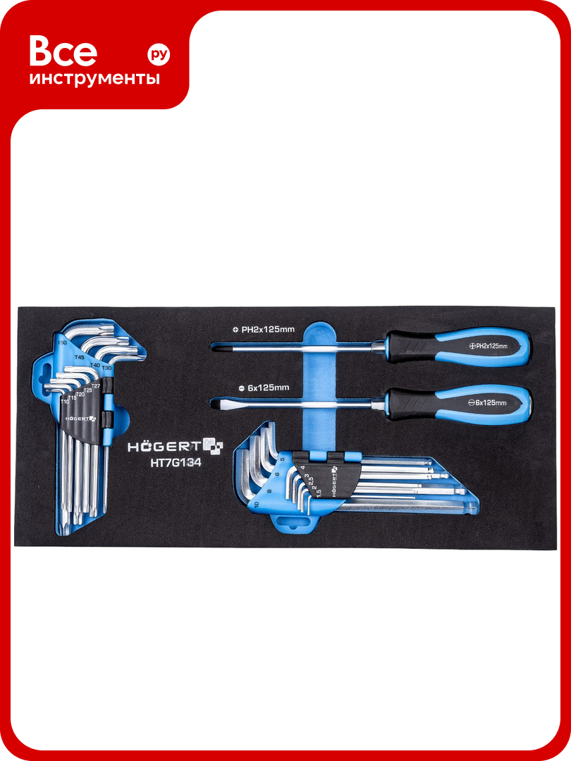 Набор отверток, ключи HEX и TORX, профессиональный комплект с двухкомпонентными рукоятями, прямая форма, ложемент