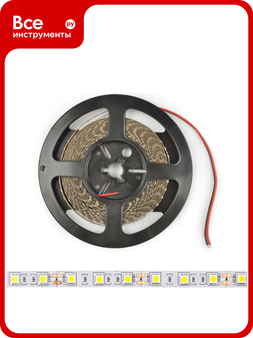 Гибкая светодиодная лента Uniel ULS-M22-5050-30LED/m-10mm-IP20-DC12V-7,2W/m-5M-4000K UL-00004369