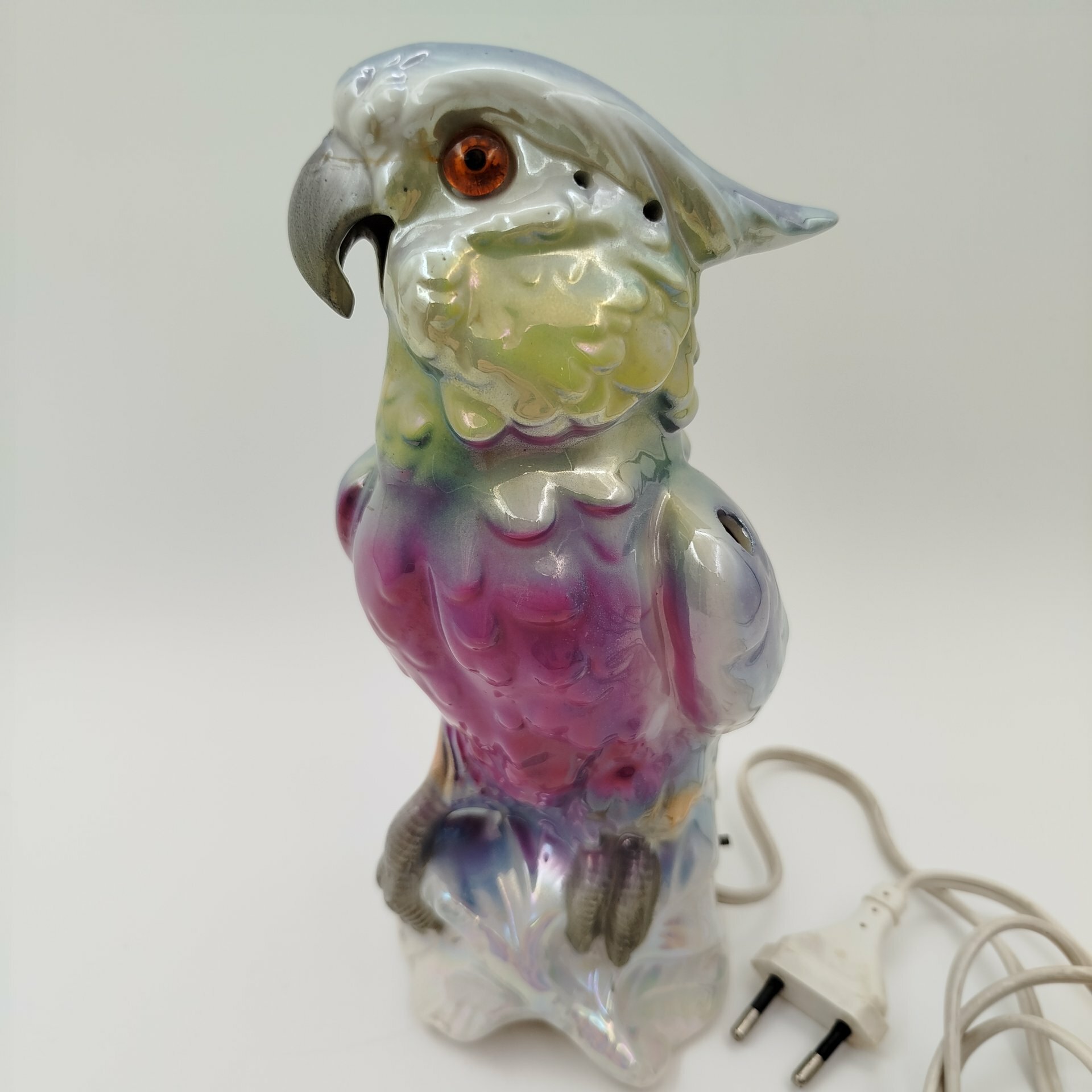 Лампа настольная (ночник) "Попугай какаду", фарфор, роспись, Германия, 1960-1980 гг.