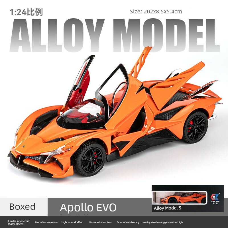 Apollon Solaris EVO Металлическая модель автомобиля из сплава в оранжевом цвете - коллекционная спортивная машина для