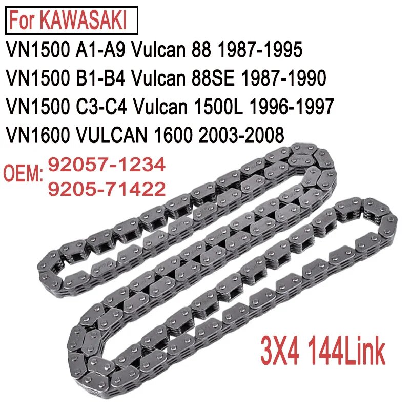 Цепь ГРМ распределительного вала мотоцикла для KAWASAKI VN1500 Vulcan VN1600 VULCAN 1600 2003-2008 92057-1234 9205-71422 VN 1500 1600