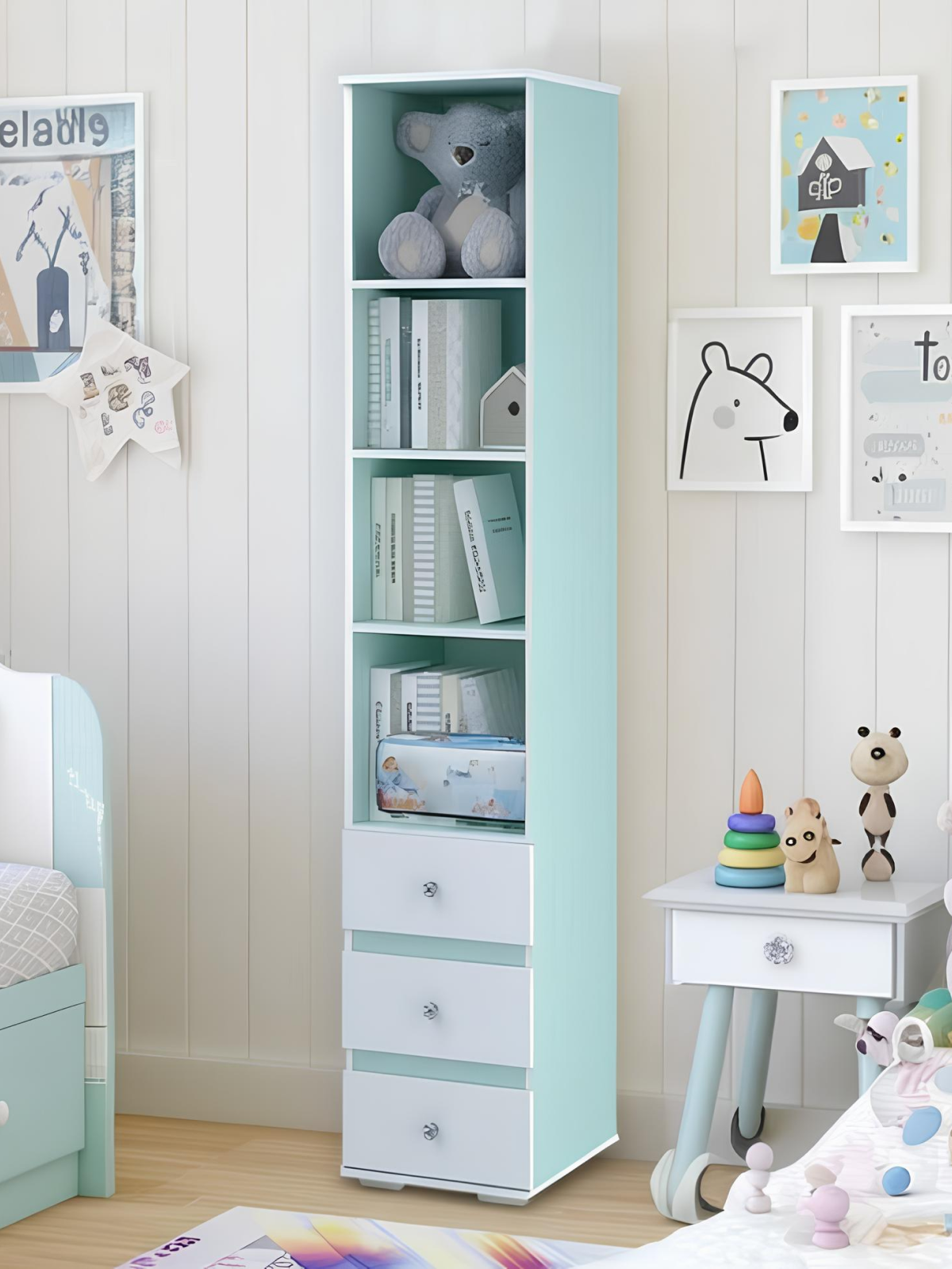 Шкаф БТС мебель "Тифани", пенал, кенди-белый, 217,6х40,2х46 см