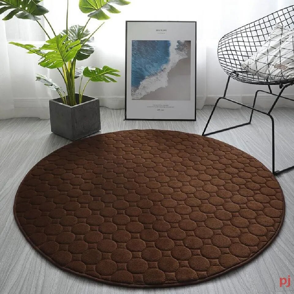 Ковер круглый 120x120 см, коричневый, для гостиной, спальни, детской комнаты, нескользящий
