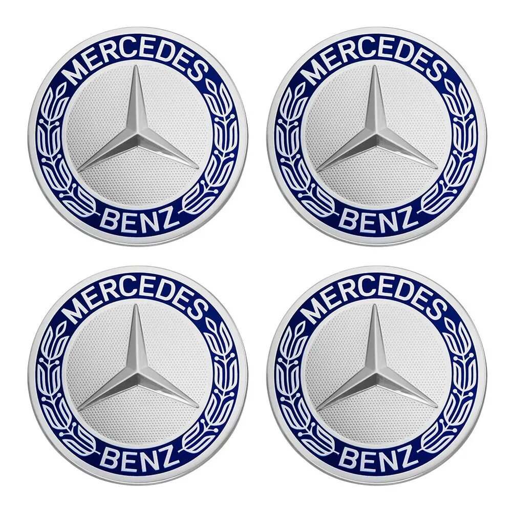 Колпаки на диски для Mercedes-Benz, 4 шт, диаметр 75 мм, цвет синий