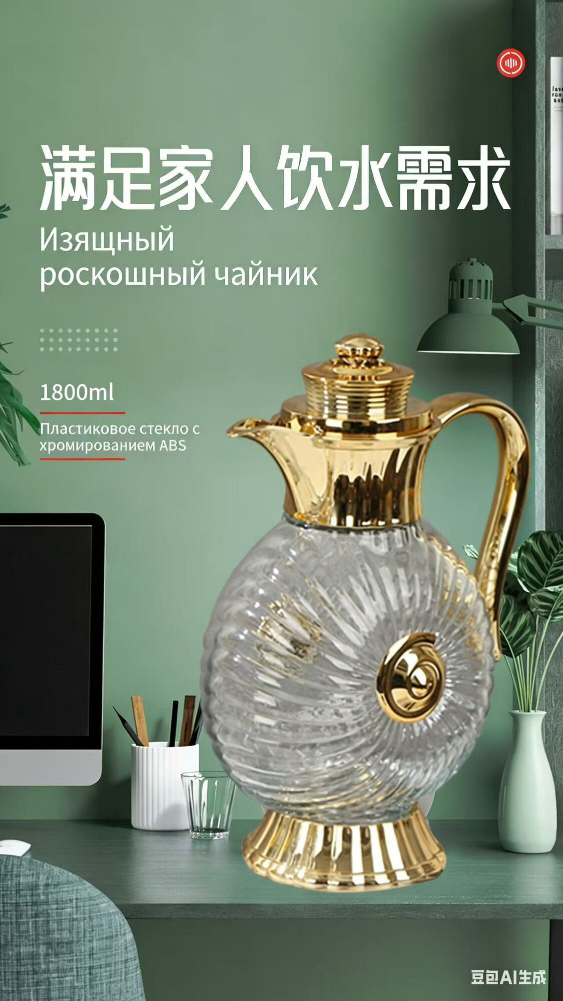 Арабский хрустальный горшок с легким роскошным рисунком, большая емкость