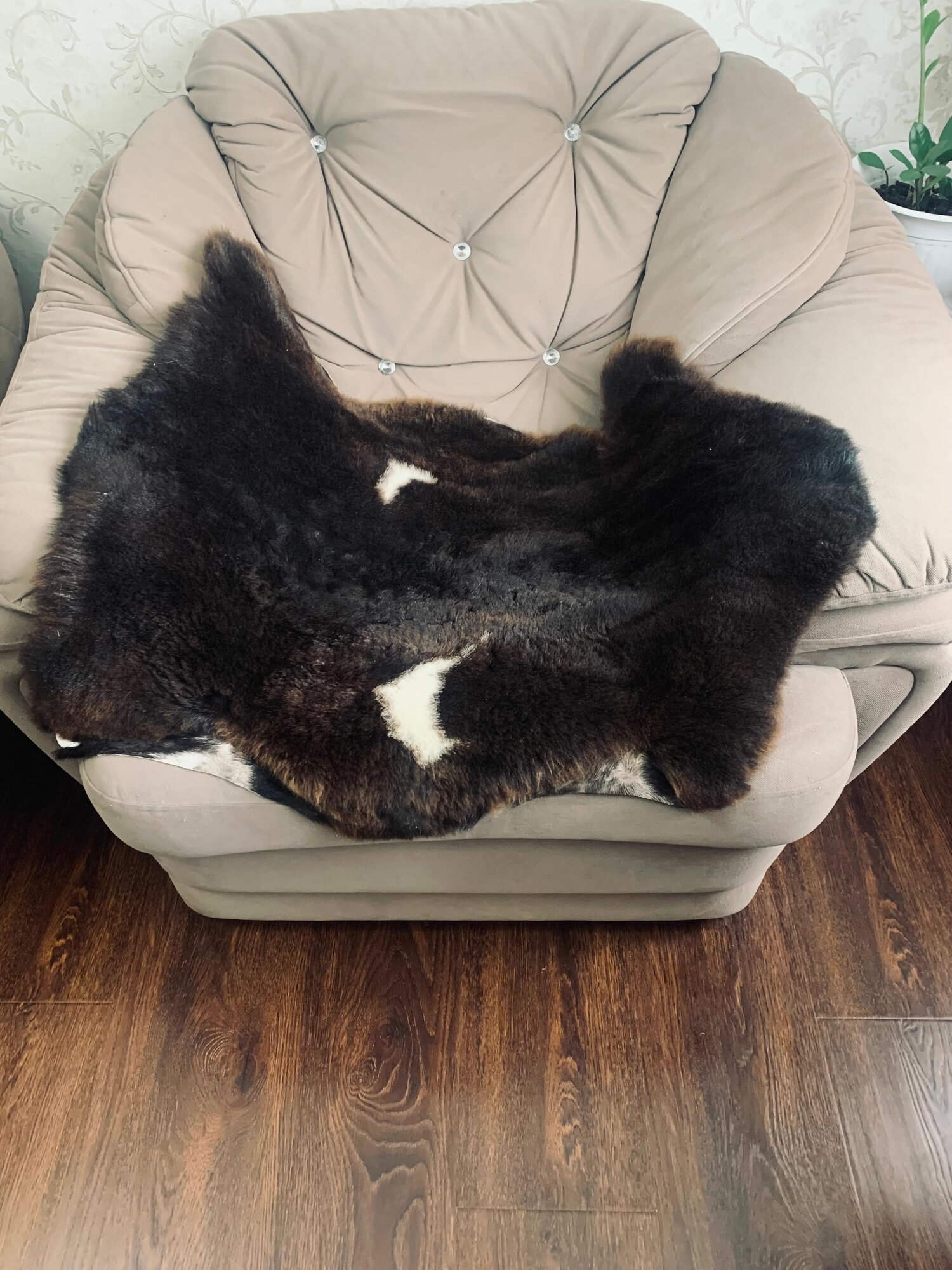 Ковер-накидка из натуральной овечьей шкуры (мех, овчина) для дома и авто