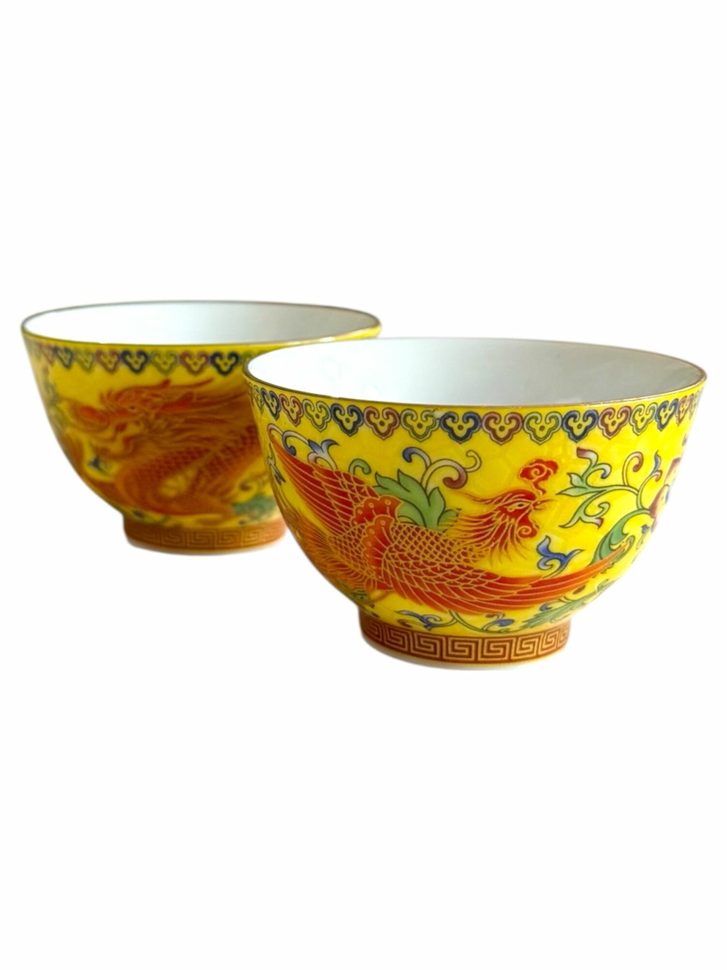 Набор пиал Керамика Дракон и Феникс 2 шт в упаковке 33-778 / желтые