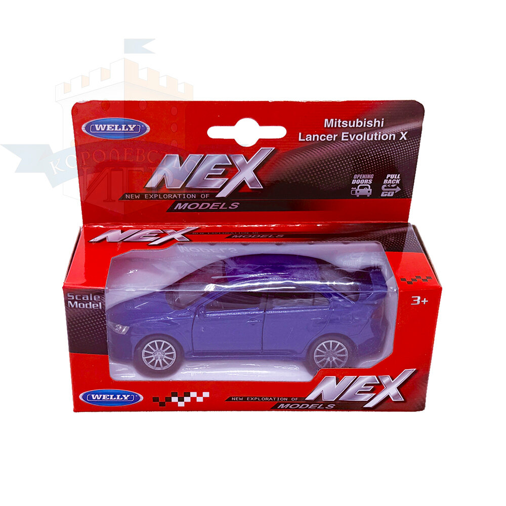 Машинка Welly Mitsubishi Lancer EVO X, синий, 1:38, арт.43655W-B