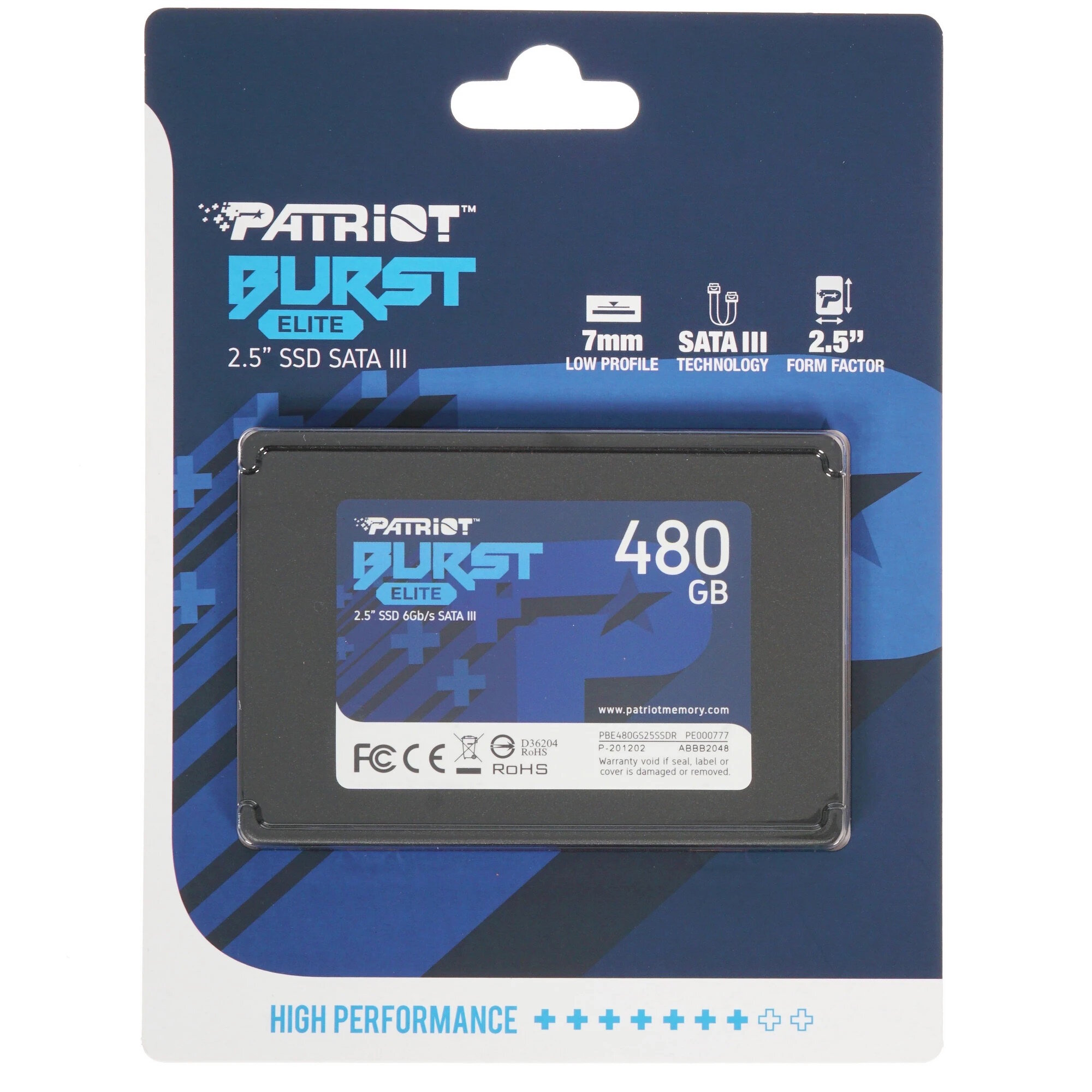 SSD накопитель 480 ГБ 2.5" SATA накопитель Patriot Burst Elite [PBE480GS25SSDR]