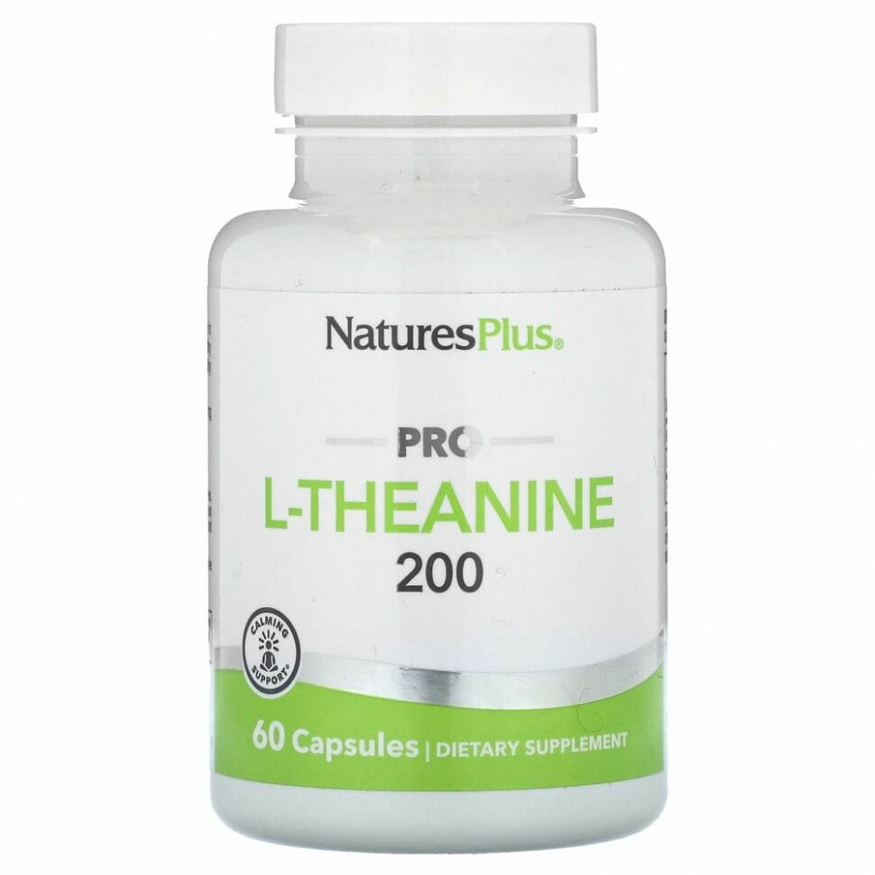 L-Теанин 200мг, Natures Plus Pro L-Theanine 200 мг 60 капсул