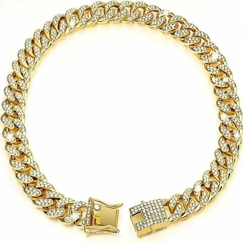 Собачья цепочка с бриллиантовой цепочкой, металлический ошейник-цепочка, аксессуары для домашних животных, подходящие для больших, средних и маленьких собак и кошек