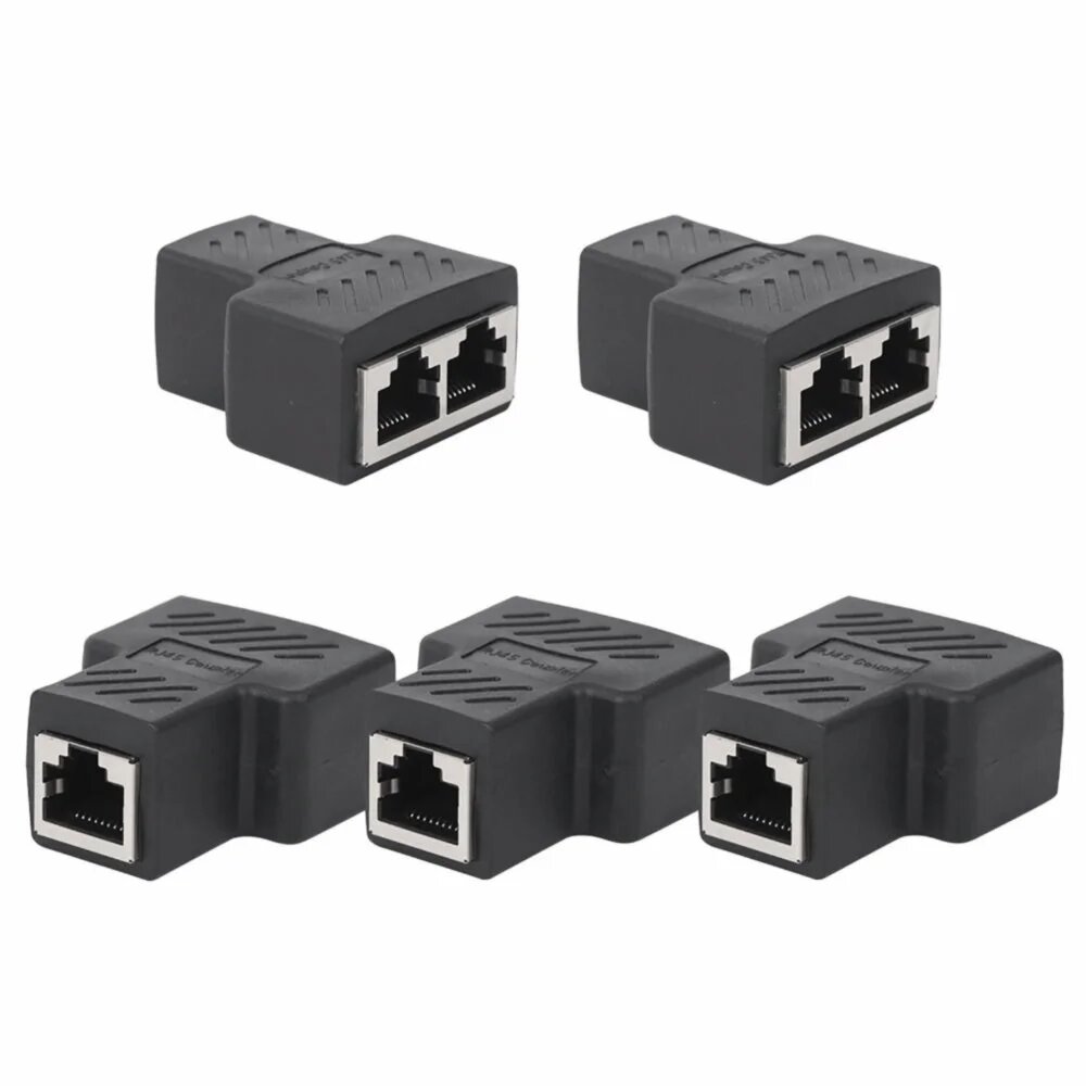 RJ45 разветвитель 8-контактный 1x2 черный 5 шт.