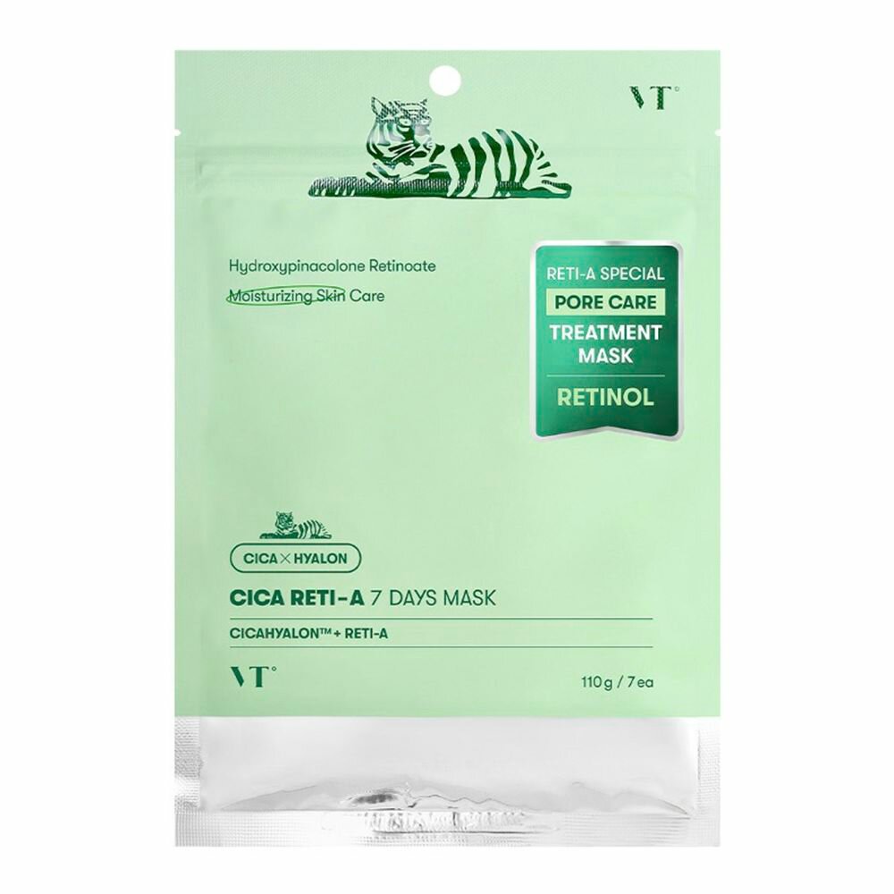 VT Cosmetics Набор масок для сужения пор с ретинолом Cica Reti-A Mask (7 шт*110 гр)
