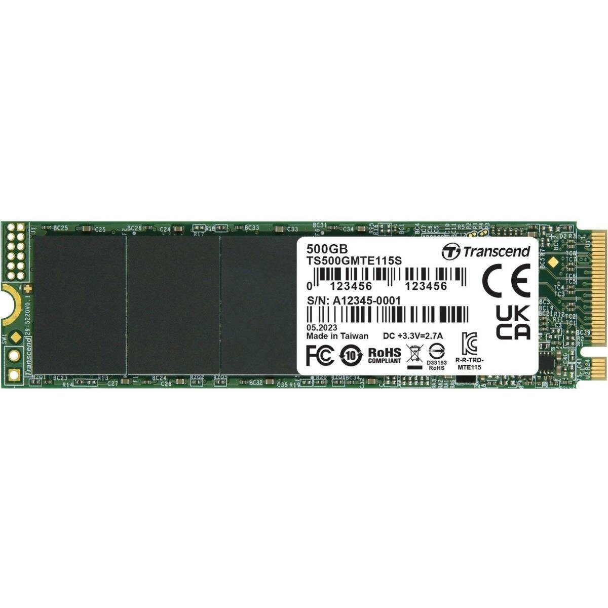 Твердотельный накопитель SSD M.2 500 Gb Transcend 115S Read 3200Mb/s Write 2000Mb/s 3D NAND TS500GMTE115S