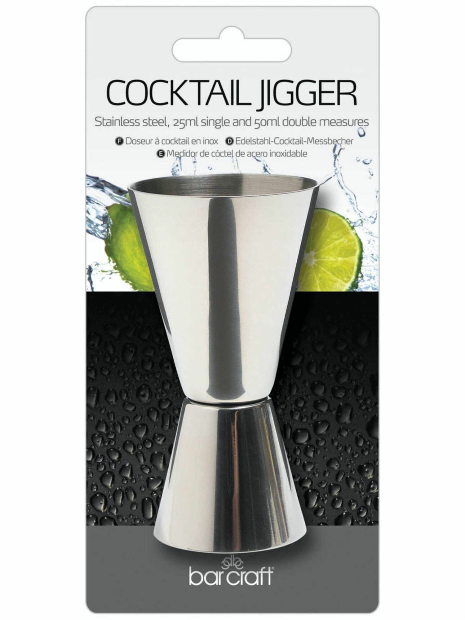 Kitchen Craft джиггер 25/50 мл двойной металлический серия Bar Craft, "песочные часы", для бармена, для бара
