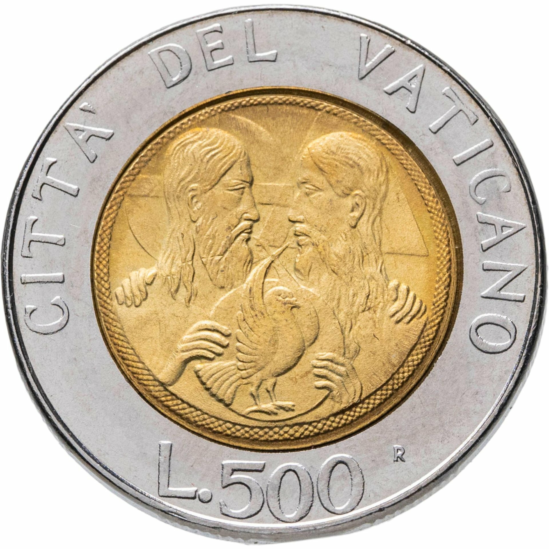 Ватикан 500 лир 1988 "Троица", Биметалл, в сохранности UNC