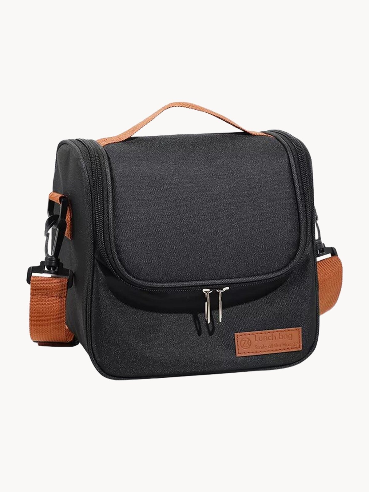 Термосумка, для ланч бокса, с усиленным утеплителем, компактная, 7л, чёрная с коричневым