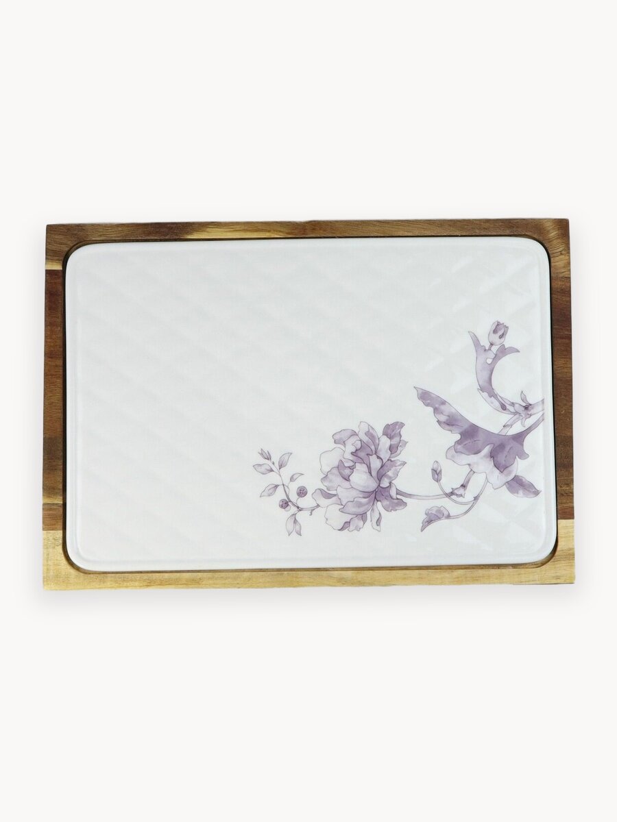 Доска сервировочная 26*18 см. Форма "Стандартная", рисунок "Monplaisir Voilet". Императорский фарфоровый завод ИФЗ. Фарфор.