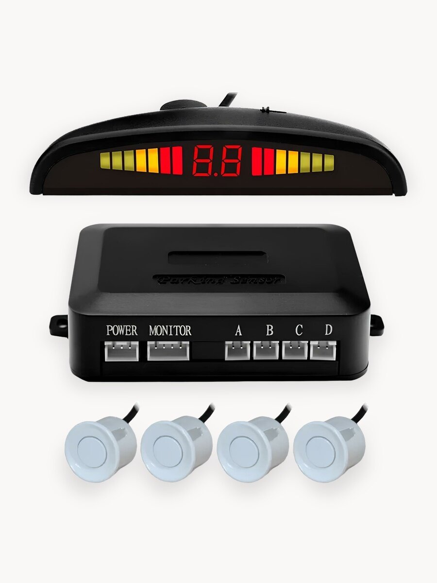 Парктроники на авто ParkSystem LED White / 4 сенсора / Белые
