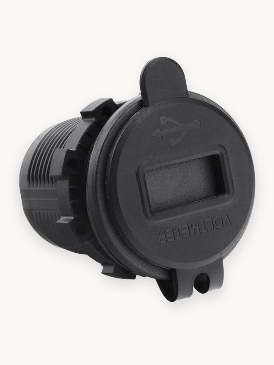 Разъем в авто врезной с вольтметром ElectroKot розетка 2 USB х 2.1A 12-24В красная подсветка