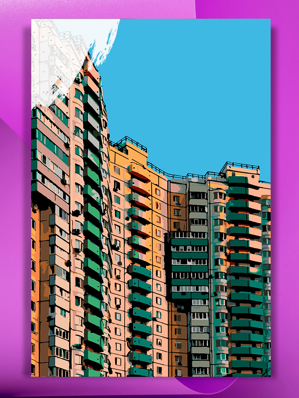 Картина по номерам на холсте Многоэтажка, 40 х 60 см