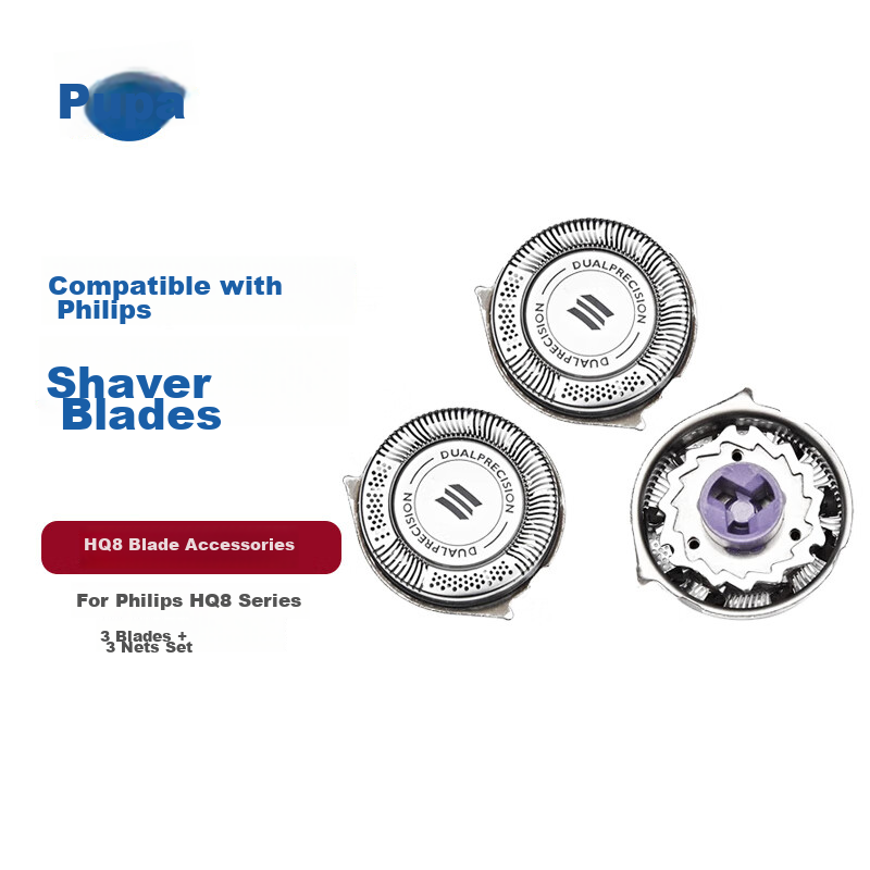 Purpai Compatible with Philips Shaver Heads HQ7PT7 Series, HQ8 Shaver Heads And Foils, Suitable for HQ7120/HQ8445/AT890/PT860/PT735 Accessories, Blades + 3 Foils