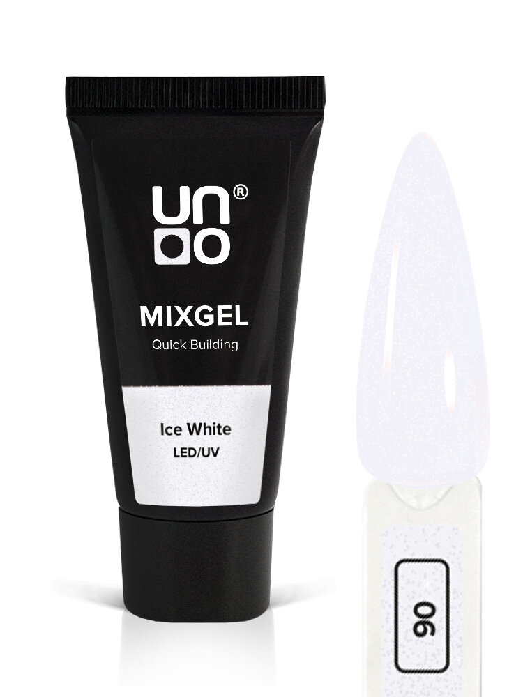 Полиакриловый Гель UNO MIXGEL Ice White, камуфлирующий, для наращивания ногтей, 30 г