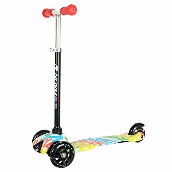 Самокат-кикборд NOVATRACK 120H. DISCOKIDS. WB24 Graffiti, черный с белым