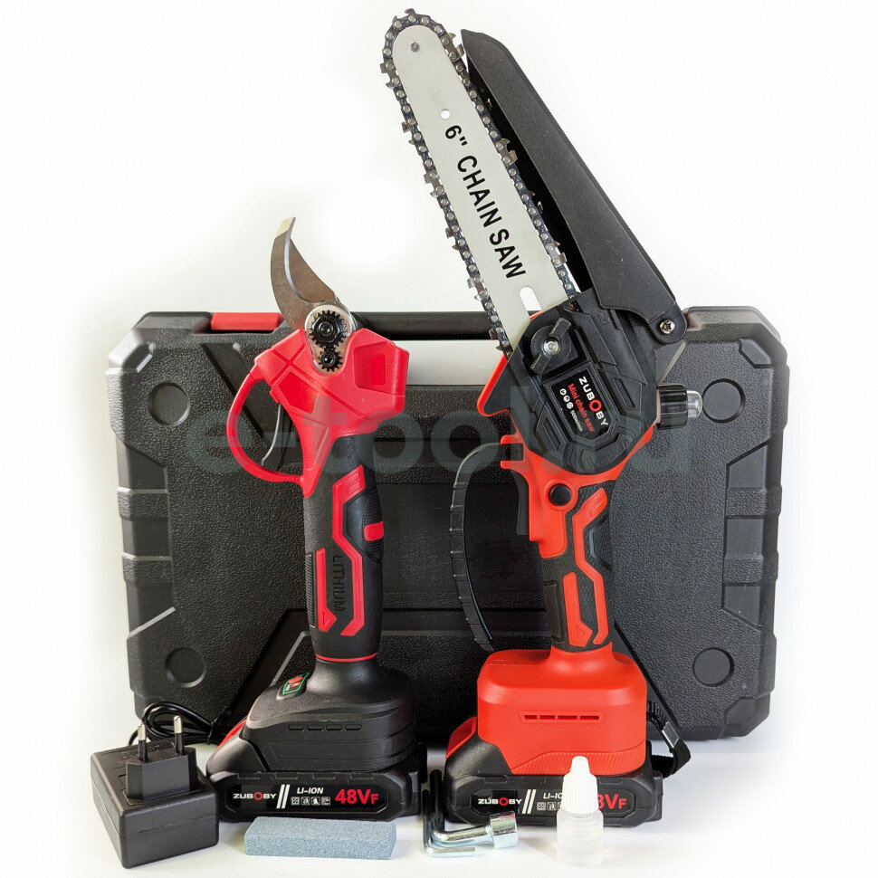 Набор мини-пила и секатор (бесщеточные, 2 АКБ и ЗУ в комплекте)