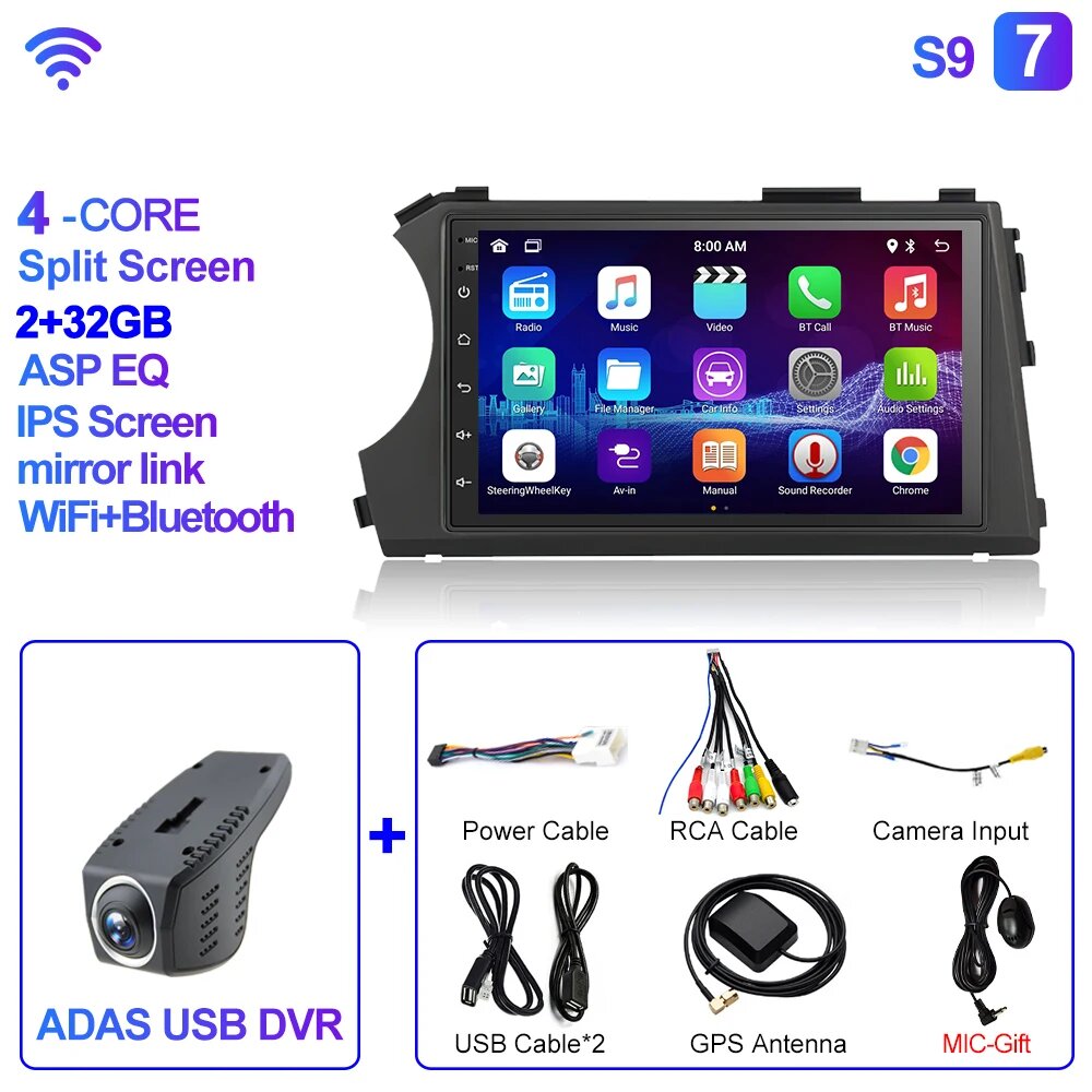 Автомагнитола CAIXI, 2 din, Android 12, для Ssangyong Kyron Actyon 2005 2006 - 2013 S9(2-32GB)DVR